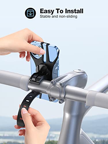 iBytoc Bike Phone Mount, [360°Rotation Shockproof] Bicycle Phone Holder, Universal Silicone Motorcycle Phone Mount Compatible with iPhone 14 13 12 11 Pro Max, More 4.0"-6.7" Phone