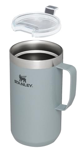 Stanley Stay Hot Camp Mug - Durable 18/8 Stainless Steel Insulated Mug - Splash-Free Tritan™ Drink-Thru Lid - 24 OZ - Hammertone Silver