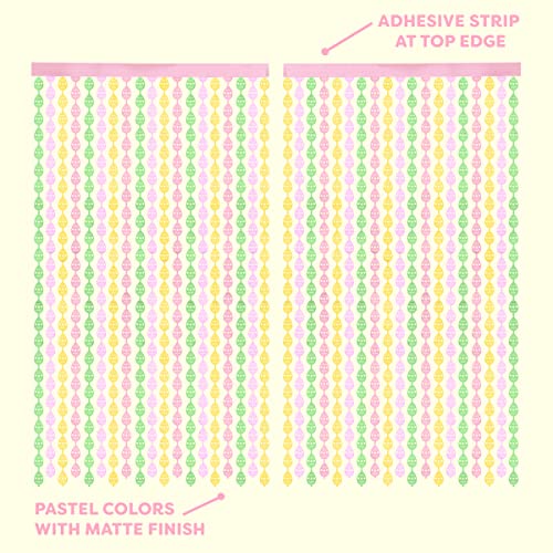 xo, Fetti Easter Decorations Pastel Egg Foil Fringe Curtain - Set of 2 | Easter Egg Party Bunny Decorations, Photo Booth Backdrop, Pastel Spring Kids Party, Spring Baby Shower