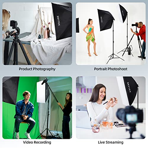 Softbox Lighting Kit, skytex Continuous Photography Lighting Kit with 20x28in Soft Box | 85W 2700-6400K E27 LED Bulb, Photo Studio Lights Equipment for Camera Shooting, Video Recordingā¦