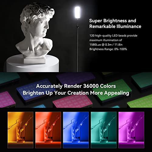 SmallRig RM120 5000mAh Camera Light Panel RGB Video Light Professional LED On Camera Video Light Portable Lights for Photography 2500K-8500K 98+ CRI Full Color for TikTok,Video Conference 3808