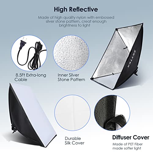 Softbox Lighting Kit, skytex Continuous Photography Lighting Kit with 20x28in Soft Box | 85W 2700-6400K E27 LED Bulb, Photo Studio Lights Equipment for Camera Shooting, Video Recordingā¦