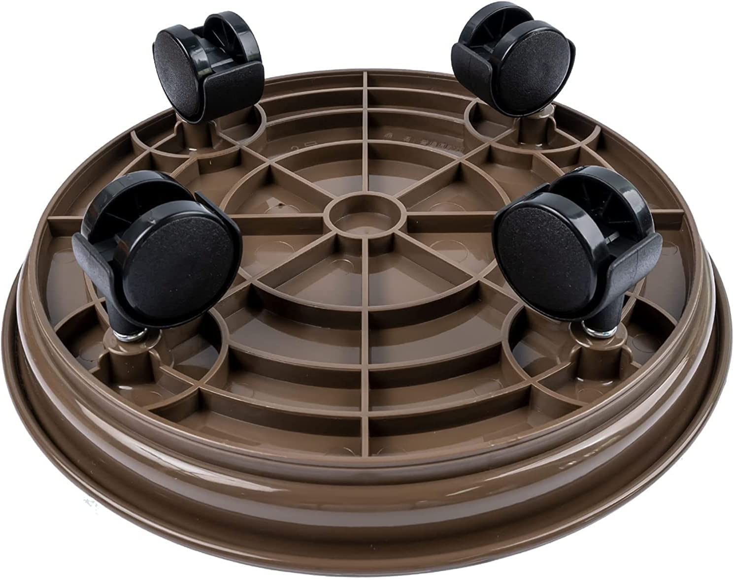 2Pcs Plant Caddy,Planter Pot Mover, Plant Pot Pallet Dolly Caster with Universal Wheels, Round Movable Planter Dolly Trolley Tray Pallet Outdoor Indoor Tree Flower Stand Planter (11.8 inch+2pcs+brown)