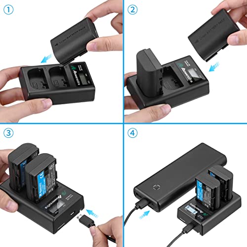 Powerextra LP-E6NH High Capacity Batteries 2950mAh and USB Charger Compatible with Canon LP E6 R5 R6 90D 60D 70D 80D 5D IV 6D, 6D II 7D