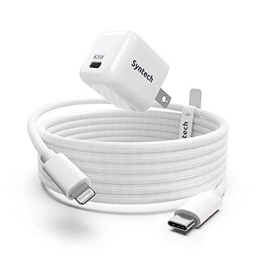 iPhone Fast Charger Apple MFi Certified, Syntech 20W USB C Wall Charger Block Ultra-Compact Charger with 6.6ft USB C to Lightning Cable, Compatible with iPhone 14/14 Pro/13/12/11/XS/XR/X/iPad/AirPods