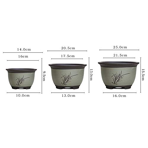 Purple Sand Flower Pot Green Cactus Orchid Pot Classical Large Medium and Small Flower Planter Round Ceramic Succulent Planter Pot Suitable for Indoor Longevity Flowers Cyclamen Orchid