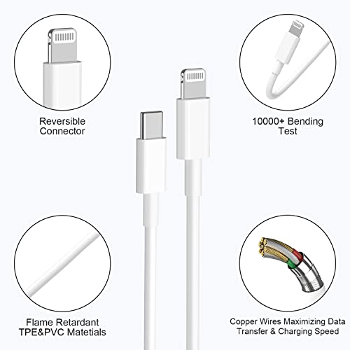 for iPhone Apple 13 12 14 Fast Charger Cable【Apple MFi Certified】20W USB C Wall Charger Plug and USBC to Lightning Cable Cord 6ft, Charging Block Power Adapter Cube Brick for iPhone 13/12 Pro/11,iPad