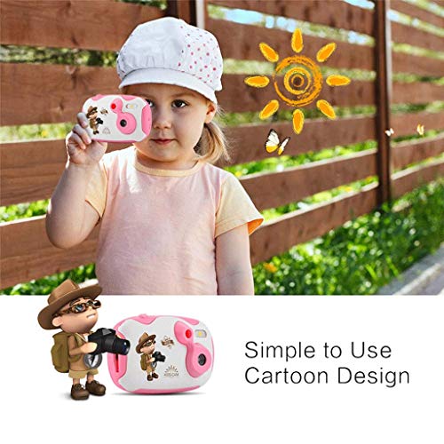 LKYBOA Retro SLR Child Camera -Digital Camera for Kids, 1080P Digital Video Camera with Screen and Card for 3-10 Years Boys (Color : Pink)