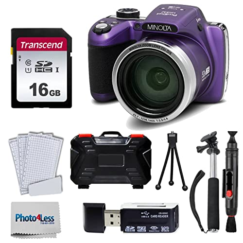 Minolta MN53 Digital Camera + 16GB Memory Card + Top Value Accessory Bundle! (Purple)
