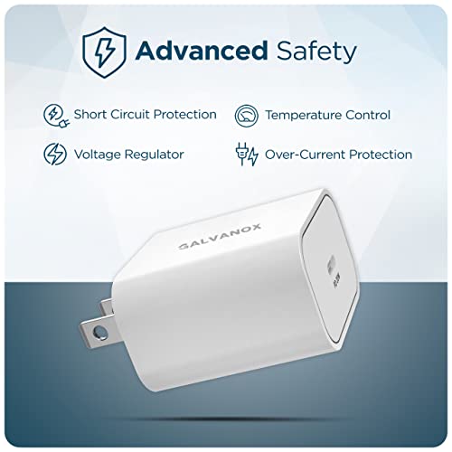 (3 Pack) Galvanox Type-C iPhone Charger (20W) USB-C Cube, Wall Adapter Block for Fast Charging iPhone 11/12/13/14 Pro/Max Models Plus Samsung Devices (2021 Upgraded V2)