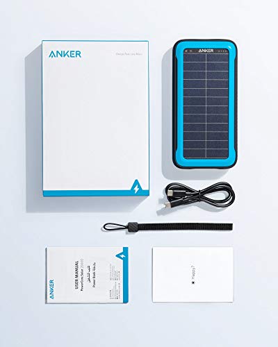 Anker PowerCore Solar 20000, 18W USB-C Power Bank 20,000 mAh with Dual Ports, Flashlight, IP65 Splash Proof and Dustproof for Outdoor Activities, Compatible with Smartphones and Other Devices
