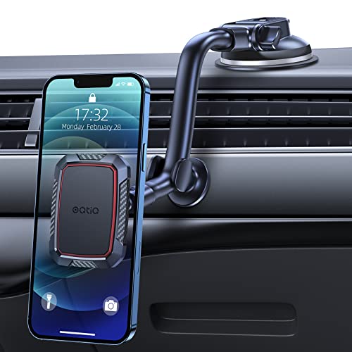 OQTIQ Magnetic Phone Holder for Car Dashboard Windshield 8.3-Inch Flexible Gooseneck Arm Suction Cup Car Magnetic Phone Mount 6 Strong Magnets Sturdy for All iPhone Android Smartphones [Case Friendly]