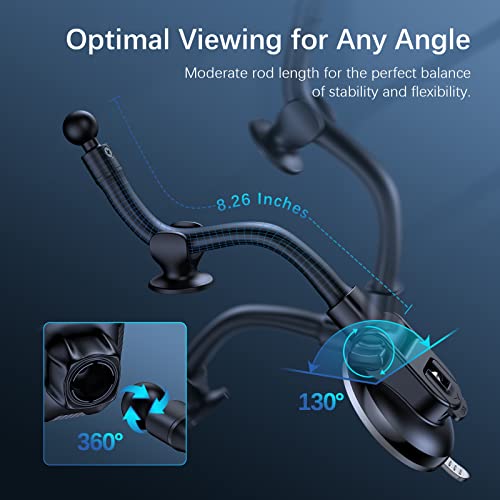 OQTIQ Magnetic Phone Holder for Car Dashboard Windshield 8.3-Inch Flexible Gooseneck Arm Suction Cup Car Magnetic Phone Mount 6 Strong Magnets Sturdy for All iPhone Android Smartphones [Case Friendly]