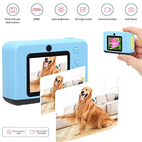 Tgoon Anti‑Drop Children Camera, IPS Screen Camera Cute Look for Home(Blue)