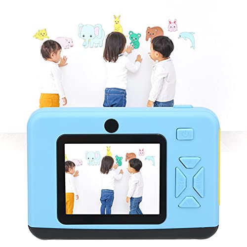 Tgoon Anti‑Drop Children Camera, IPS Screen Camera Cute Look for Home(Blue)