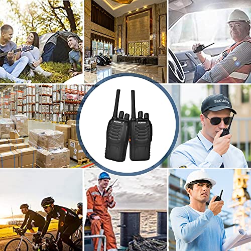 BAOFENG Walkie Talkies Long Range for Adults Kids Two Way Radios with Earpieces,16 Channel UHF, Rechargeable Handheld 2-Way Radios with Flashlight (2 Pack), black, 88A