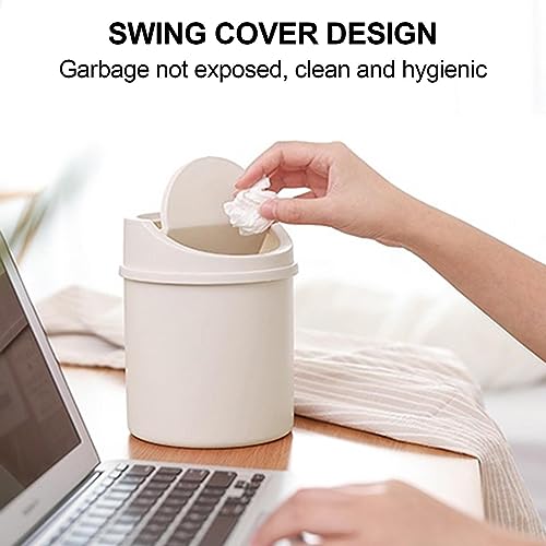 ANZAGA Small Trash Can, Mini Desktop Trash Can, Waste Bin with Lid, Creative Small Paper Basket Wastebasket for Home Bathroom Bedroom Car Interior