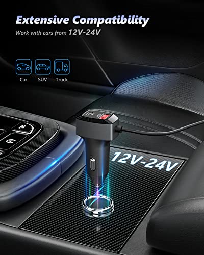 Nulaxy USB C Car Charger, 5 Multi Ports Adapter Car Charger with 3 Quick Charge 3.0 Port, 76W Cigarette Lighter USB Charger for Back Seat Charging, Compatible with Smartphones and Tablets Charging