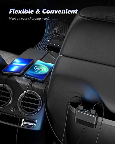 Nulaxy USB C Car Charger, 5 Multi Ports Adapter Car Charger with 3 Quick Charge 3.0 Port, 76W Cigarette Lighter USB Charger for Back Seat Charging, Compatible with Smartphones and Tablets Charging