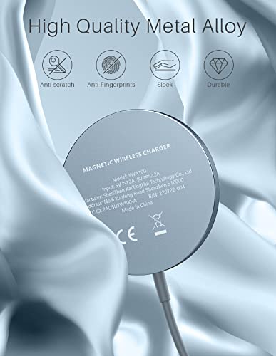 Compatible with MagSafe Charger for iPhone 14 - Mag Safe Magnetic Wireless Charger Pad for iPhone 14/14 Pro/14 Plus/14 Pro Max/13/13 Pro/13 Pro Max/13 Mini/12,[1 x USB C to USB Adapter][No AC Adapter]