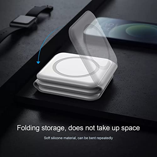 New 2022 Foldable Ultra-Thin Mobile Phone Watch Stand Charger 15W Fast QI Magnetic 3 in 1 Wireless (White) (AD-WC20)
