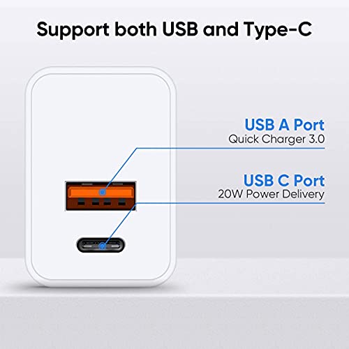 USB C Brick, iPhone 14 Pro Fast Charger Block, Zafolia 2-Pack Upgraded 20W Type C Wall Charging Box Plug Cube Dual Port Power Adapter for New Apple Watch Series 8 7/13/12 Pro Max/XR SE, iPad,AirPods