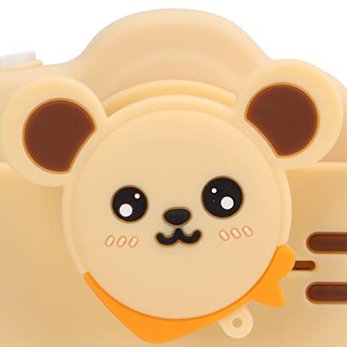 Children Digital Camera, Anti Skid Rounded Shape Built in Puzzle Games 15 Frames Kids Camera for Toddler for Travel(Light Yellow)