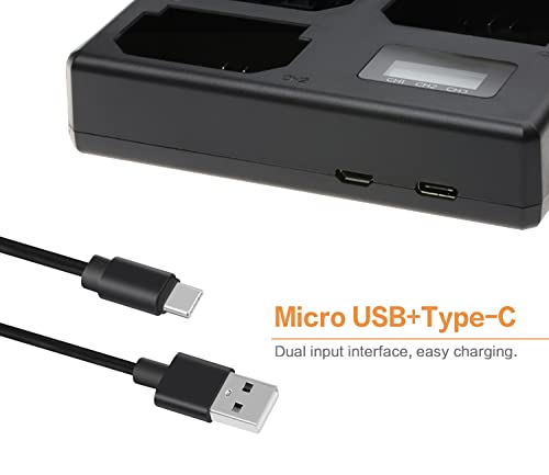 8.4V/850mA, Triple Charger for Sony NP-FZ100 Battery, Compatible with Sony A7III, A7SIII, A9, A9S Cameras, with LCD Display, Support Type-C and Micro USB, Sony a7iii Battery Charger