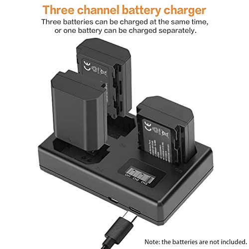 8.4V/850mA, Triple Charger for Sony NP-FZ100 Battery, Compatible with Sony A7III, A7SIII, A9, A9S Cameras, with LCD Display, Support Type-C and Micro USB, Sony a7iii Battery Charger