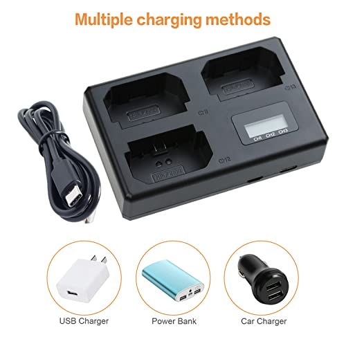 8.4V/850mA, Triple Charger for Sony NP-FZ100 Battery, Compatible with Sony A7III, A7SIII, A9, A9S Cameras, with LCD Display, Support Type-C and Micro USB, Sony a7iii Battery Charger