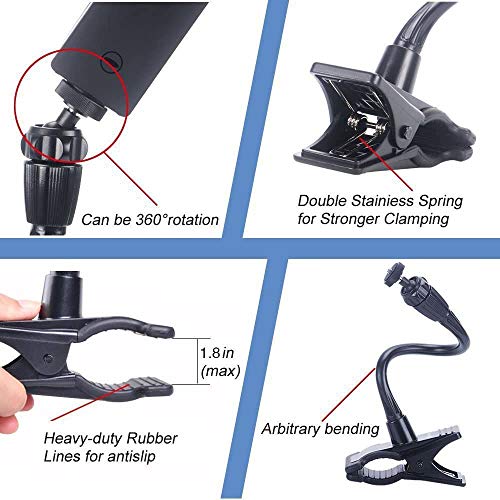 Smatree Adjustable Jaws Flex Clamp Mount 13.4inch Gooseneck Extension Compatible for Logitech Webcam C925e/C922x/C922/C930e/C930/C920/C615/ GoPro Hero 11/10/9/8/7/6/5/4/Arlo Ultra/Pro/Pro 2/Pro 3