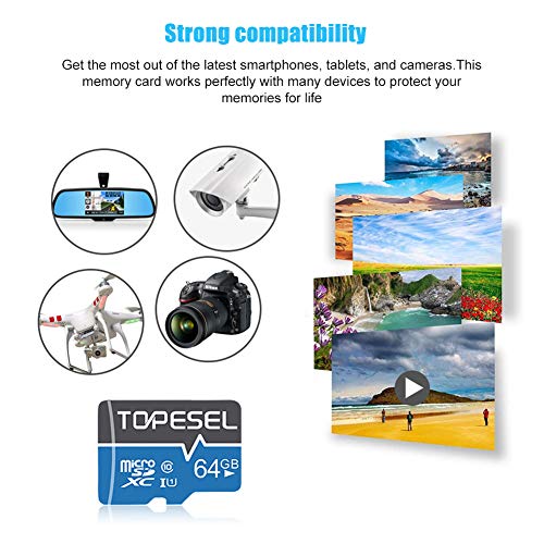 TOPESEL 64GB Micro SD Card SDXC 2 Pack Memory Cards UHS-I TF Card Class 10 for Camera/Phone/Galaxy/Drone/Dash Cam/GOPRO/Tablet/PC/Computer(2 Pack U1 64GB)