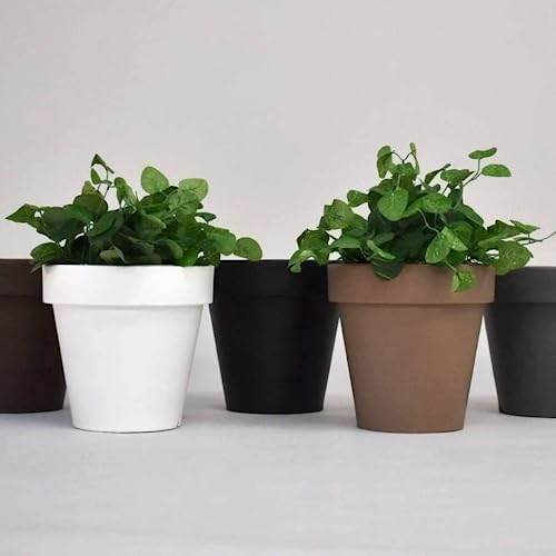 Elly Décor 18-inch Tall Classic Plastic Planter with Drainage Hole, Plant Pot, Lightweight & Durable, Gardening Flower Pot Traditional Plastic Pot 18" x 17", White