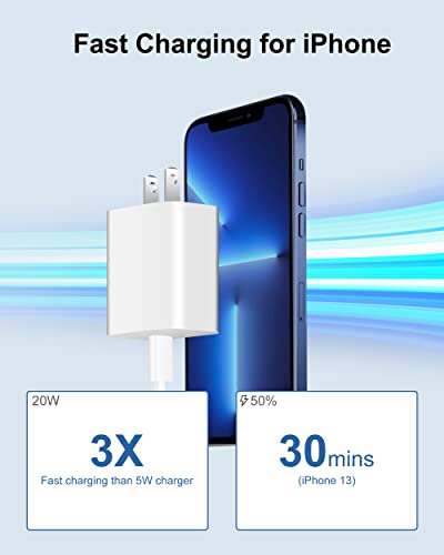 iPhone 14 13 12 11 Fast Charger 10FT [Apple MFi Certified], 2Pack 20W USB C Wall Charger Block Charging Box + 10 FT Long Cord USB-C to Lightning Cable for iPhone 14/Plus/13/12/11/Pro Max/Mini/XS iPad