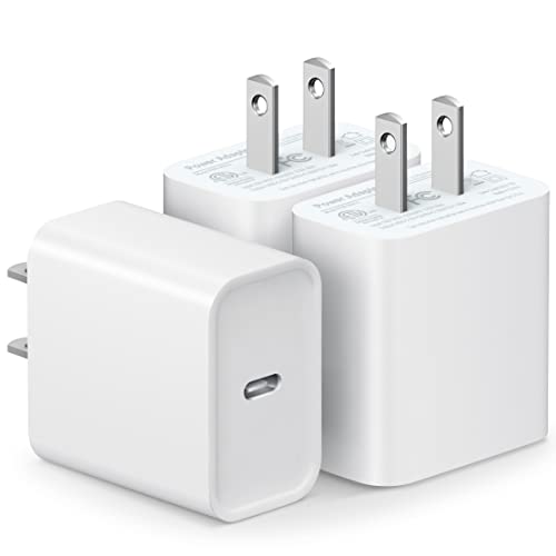 [3 Pack] USB C Wall Charger, iPhone Charger Block 20W PD Power Adapter Compatible with iPhone 14/14 Pro/14 Pro Max/14 Plus/13/12/11, iPad Pro, Google Pixel 7/6/5/4/3, Samsung Galaxy S22 S21 and More