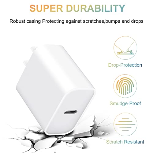 [3 Pack] USB C Wall Charger, iPhone Charger Block 20W PD Power Adapter Compatible with iPhone 14/14 Pro/14 Pro Max/14 Plus/13/12/11, iPad Pro, Google Pixel 7/6/5/4/3, Samsung Galaxy S22 S21 and More