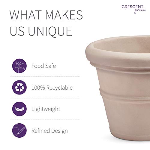 Crescent Garden Brunello Planter, Classic Rolled-Rim Plant Pot, 27-Inch (Weathered Stone)