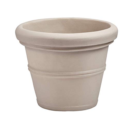 Crescent Garden Brunello Planter, Classic Rolled-Rim Plant Pot, 27-Inch (Weathered Stone)