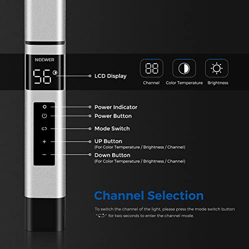 NEEWER CL124 Handheld LED Video Light Stick with Metal Barndoor, Portable Dimmable Bi-Color 3200K~5600K 1500Lux CRI 97+ 2.4GHz Remote Control/Built-in 2500mAh Battery/LCD Display Photography Light Kit