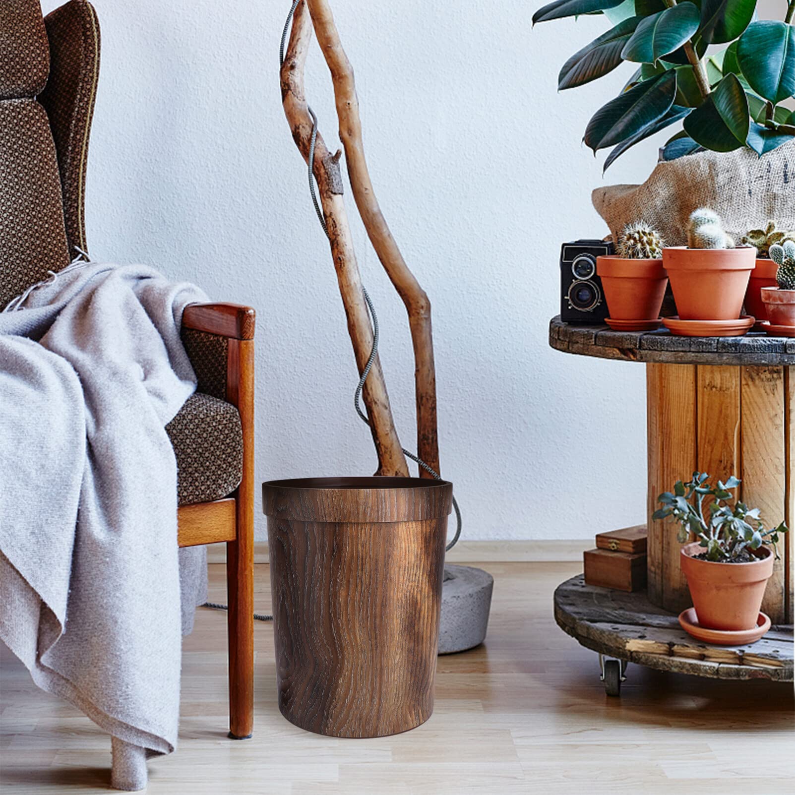 Luxshiny Retro Trash Can Pressure Waste Bins Kitchen Trash Cans Bedroom Bin Small Wastebasket Small Trashcan Dustbin Retro Garbage Can Pp Environmental Protection Material