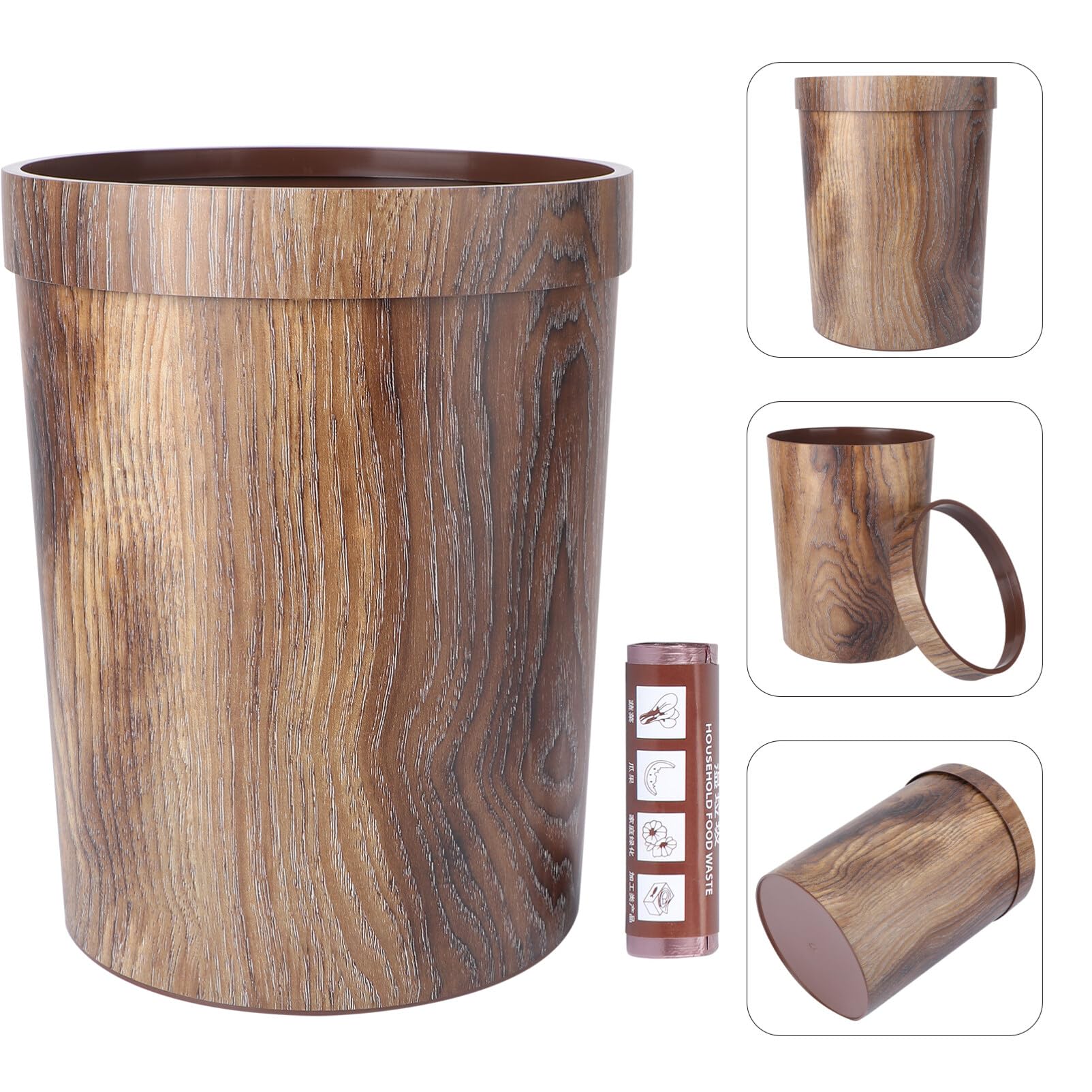 Luxshiny Retro Trash Can Pressure Waste Bins Kitchen Trash Cans Bedroom Bin Small Wastebasket Small Trashcan Dustbin Retro Garbage Can Pp Environmental Protection Material