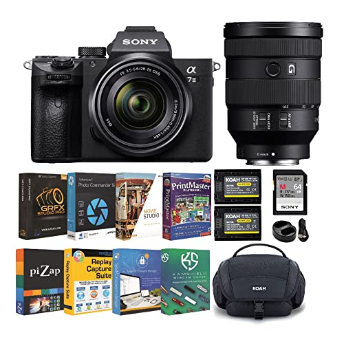 Sony Alpha a7 III Full Frame Mirrorless Digital Camera with 28-70mm OSS and FE 24-105mm f/4 G OSS Full-Frame Lens Bundle (6 Items)