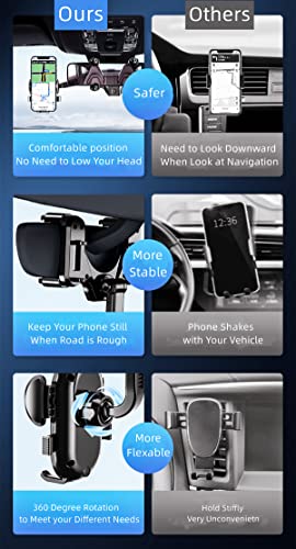iBigLY Car Phone Holder, Rear View Mirror Phone Holder, Cell Phone Holder, Adjustable nagivator Holder, 360° Rotating and Retractable Universal car Cell Phone Holder for All Cell Phones