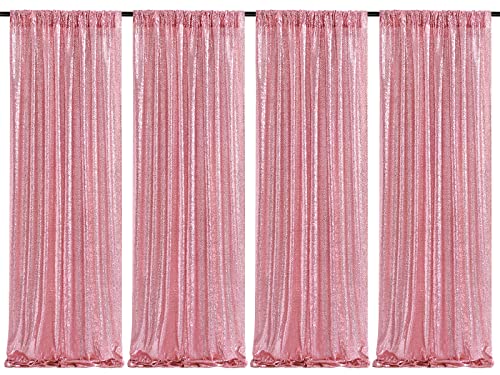 Sequin Backdrop 4 Packs 2ftx8ft Glitter Blush Pink Party Backdrop Curtain Wedding Ceremony Birthday Backdrop Background Decoration