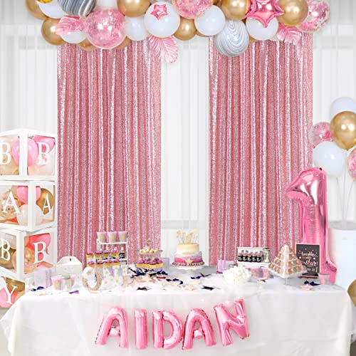 Sequin Backdrop 4 Packs 2ftx8ft Glitter Blush Pink Party Backdrop Curtain Wedding Ceremony Birthday Backdrop Background Decoration
