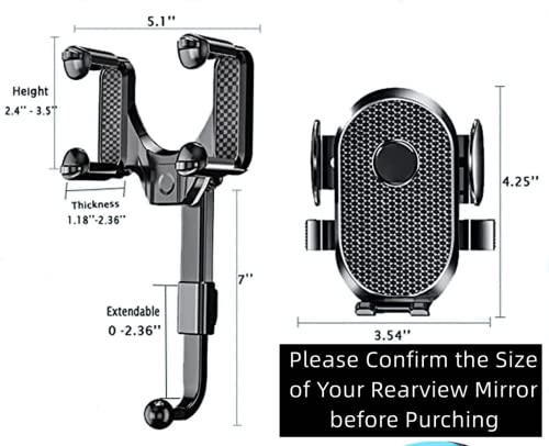 iBigLY Car Phone Holder, Rear View Mirror Phone Holder, Cell Phone Holder, Adjustable nagivator Holder, 360° Rotating and Retractable Universal car Cell Phone Holder for All Cell Phones