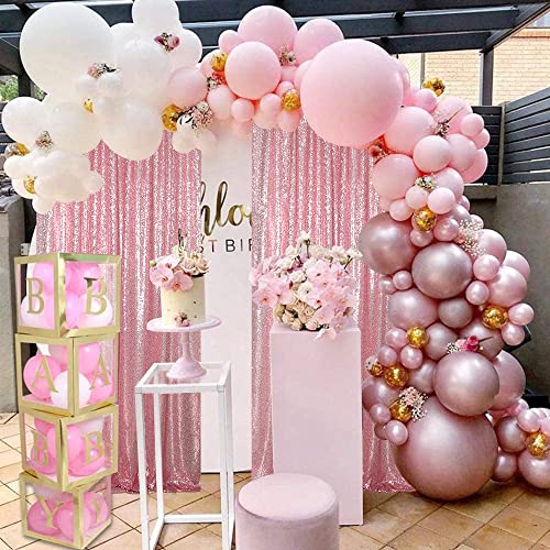 Sequin Backdrop 4 Packs 2ftx8ft Glitter Blush Pink Party Backdrop Curtain Wedding Ceremony Birthday Backdrop Background Decoration