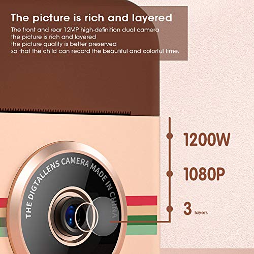 Shanrya Cartoon Children Camera, Children Print Camera, Cartoon Creativity Outdoor for Children Birthday Gift Home