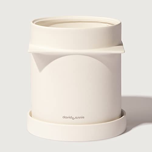 Plant Pot Ceramic 7 inch - Round Classic Planter with Tray for Indoor Outdoor Plants Flowers Herbs - Plants Not Included (White)