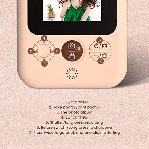 Shanrya Cartoon Children Camera, Children Print Camera, Cartoon Creativity Outdoor for Children Birthday Gift Home